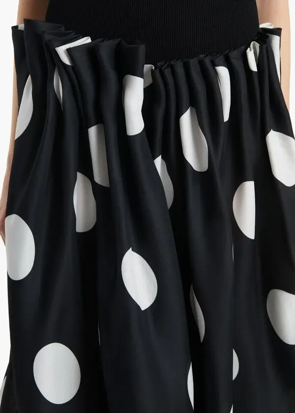 Khaite Riley Polka Dot Pleated Midi Skirt - Black