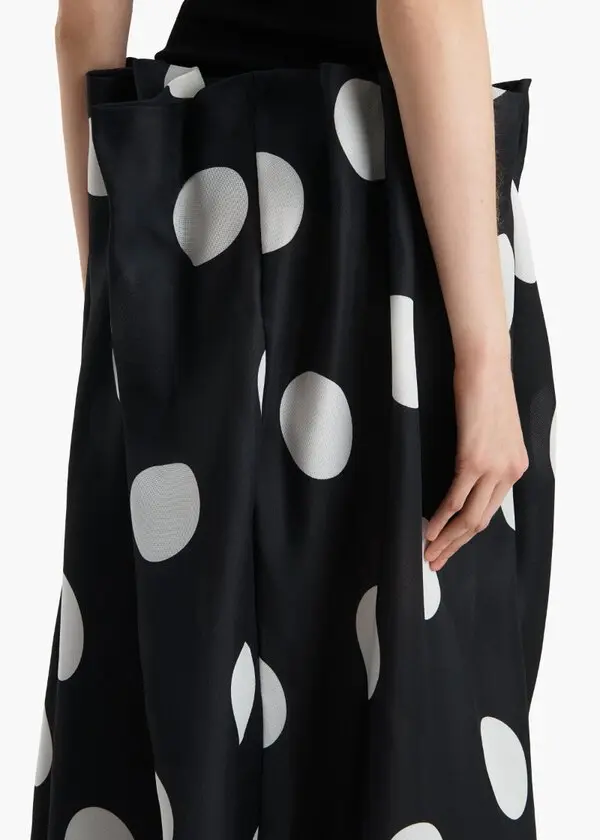 Khaite Riley Polka Dot Pleated Midi Skirt - Black