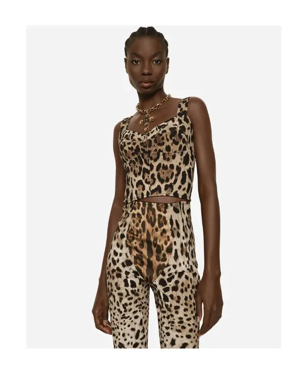 Dolce & Gabbana Leopard-printed Corset - Brown
