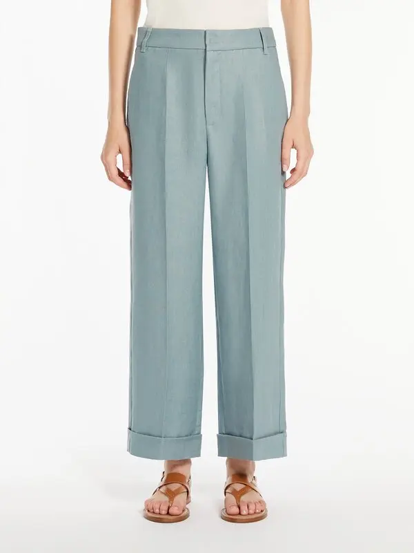 Max Mara High Waist Straight Leg Pants - Light Blue