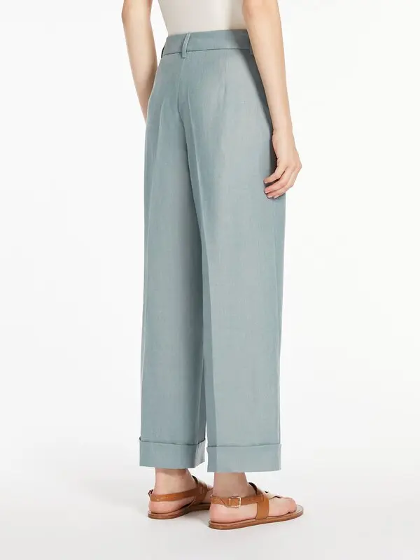 Max Mara High Waist Straight Leg Pants - Light Blue