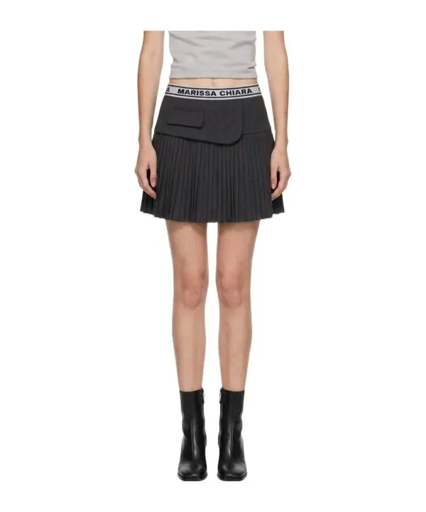 Marissa Chiara Pleated Skirt With Logo Waistband
