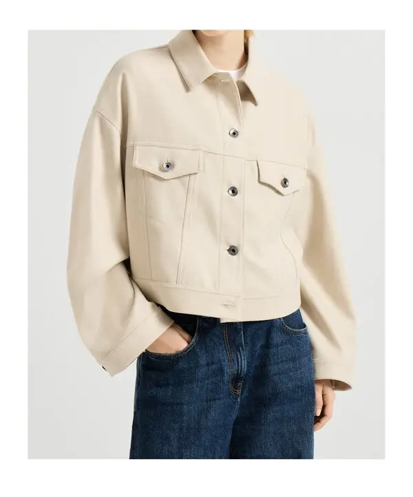 Brunello Cucinelli Monili Embellished Long Sleeve Jacket - Sand-colored