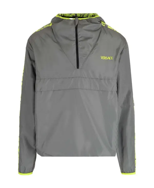 Versace Logo Printed Half-zip Hooded Jacket
