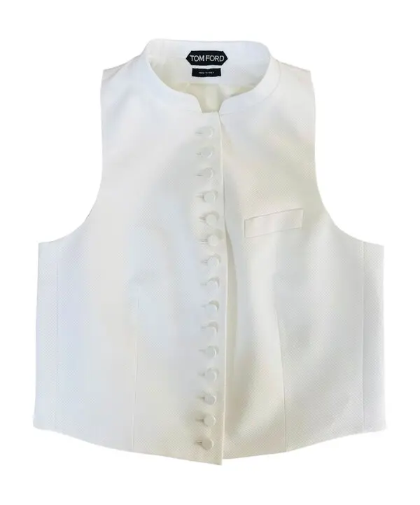 TOM FORD Piqué Buttoned Waistcoat - White