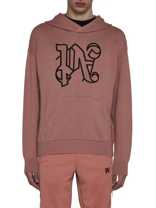 Palm Angels Monogram Embroidered Knitted Hoodie