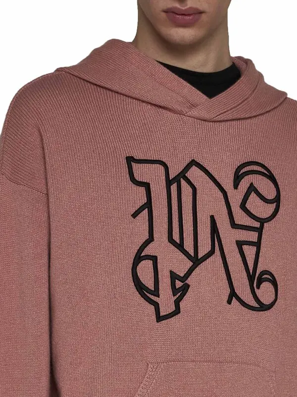 Palm Angels Monogram Embroidered Knitted Hoodie