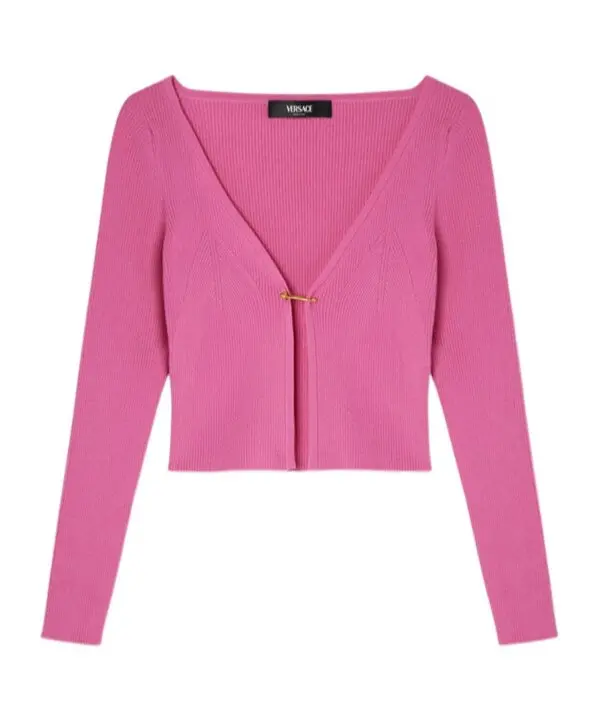 Versace Safety Pin Fastened Cardigan - Pink