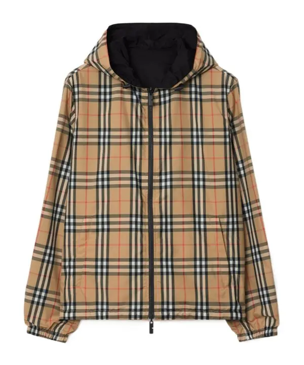 Burberry Checked Reversible Zip-up Hooded Jacket