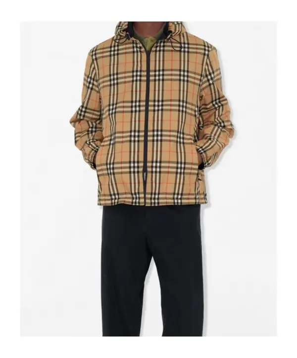 Burberry Checked Reversible Zip-up Hooded Jacket