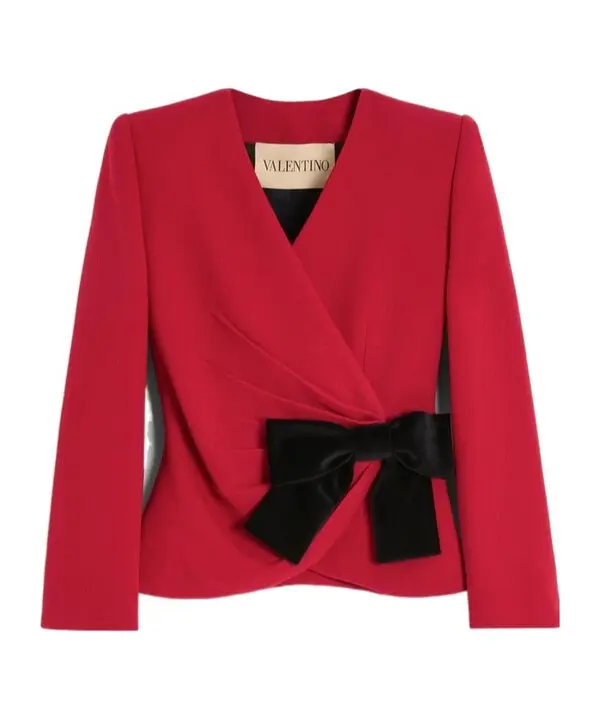 Valentino Garavani Wool Crepe Jacket With Contrasting Bow Detail