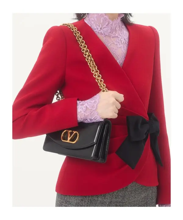 Valentino Garavani Wool Crepe Jacket With Contrasting Bow Detail