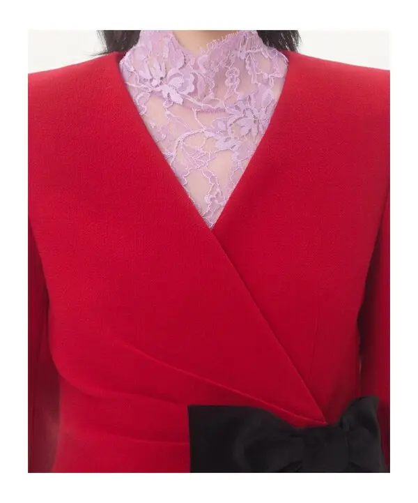 Valentino Garavani Wool Crepe Jacket With Contrasting Bow Detail