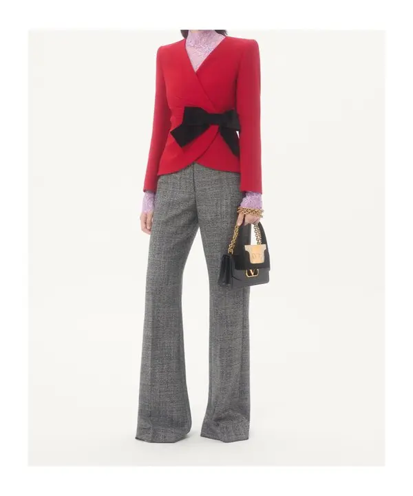 Valentino Garavani Wool Crepe Jacket With Contrasting Bow Detail