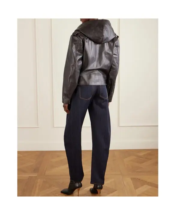 Alaïa Hooded Leather Biker Jacket - Black