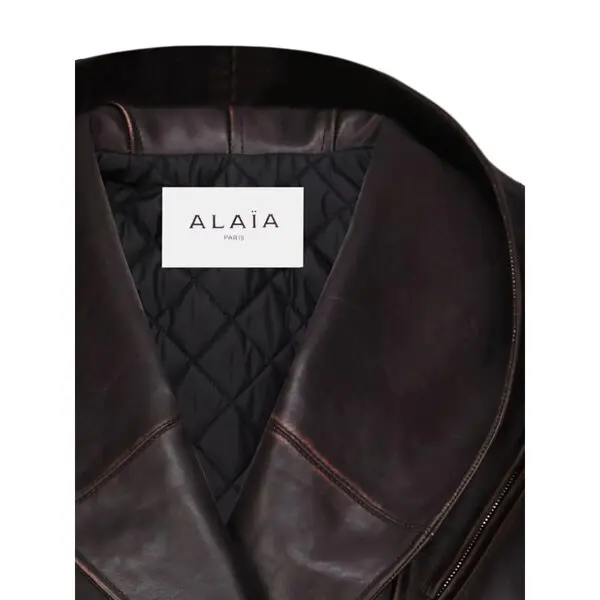 Alaïa Hooded Leather Biker Jacket - Black