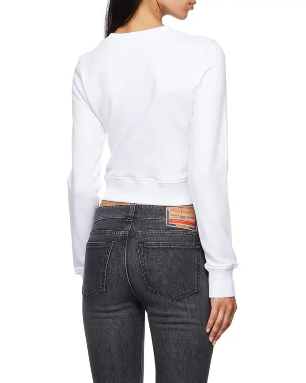 DIESEL® F-slimmy-od Crewneck Cropped Sweatshirt - White