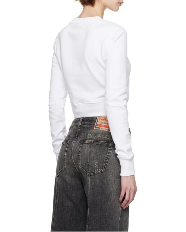 DIESEL® F-slimmy-od Crewneck Cropped Sweatshirt - White