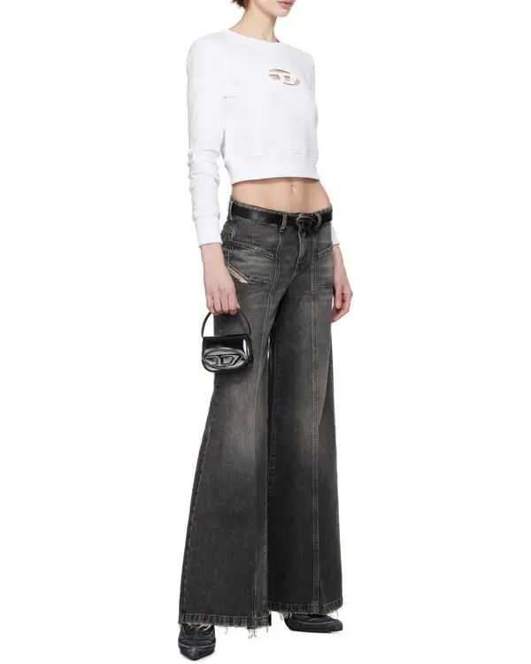 DIESEL® F-slimmy-od Crewneck Cropped Sweatshirt - White