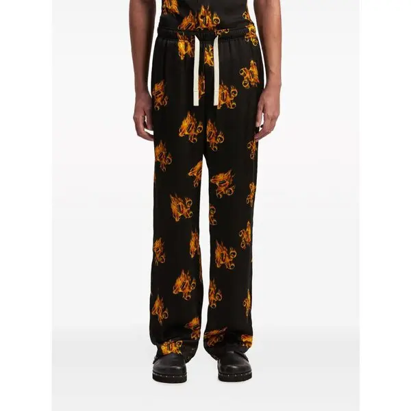 Palm Angels Burning Logo-printed Drawstring Trousers - Black