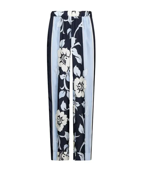 P.a.r.o.s.h Wide-leg Silk Trousers With Floral Print - Black