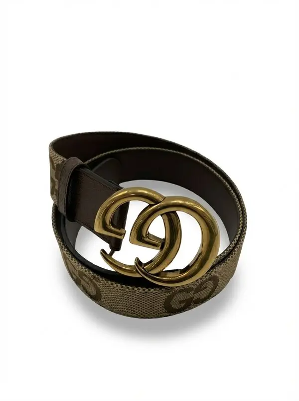 Gucci Monogram Jacquard Buckle Belt - Black