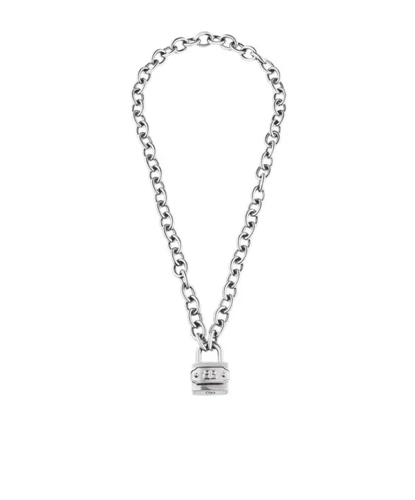 Balenciaga Bb Padlock Necklace - Silver/antique Silver