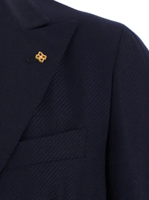 Tagliatore Logo Plaque Double-breasted Blazer - Black