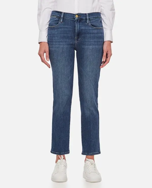 FRAME High Waist Straight Leg Cropped Jeans