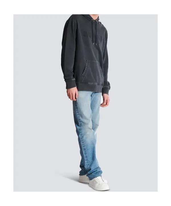 Balmain Vintage Logo Embroidered Hoodie - Grey