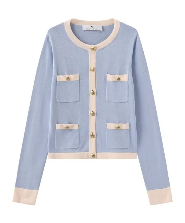 Marissa Chiara Long-sleeved Knitted Cardigan With Button Closure And Pockets
