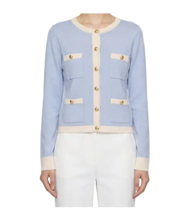 Marissa Chiara Long-sleeved Knitted Cardigan With Button Closure And Pockets