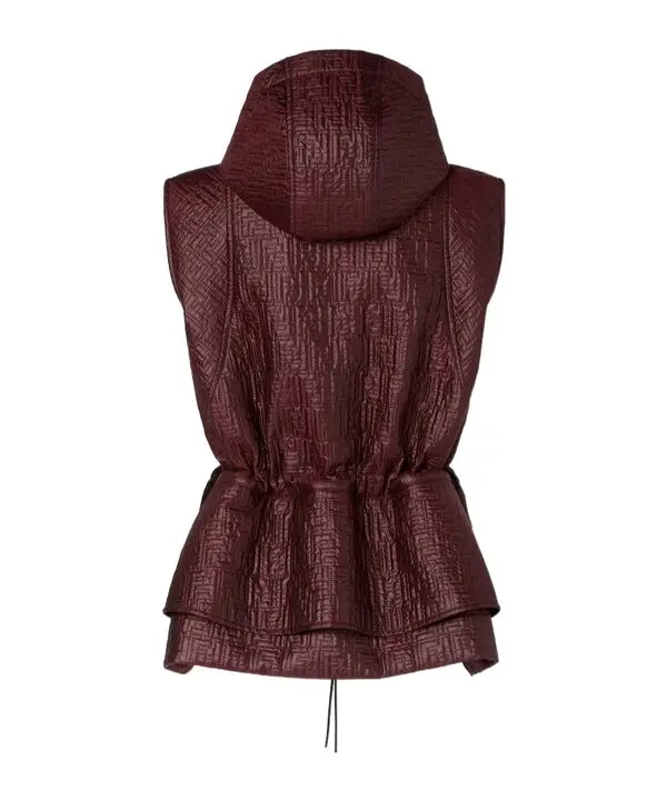 Fendi Quilted Hooded Vest With Ruffled Hips