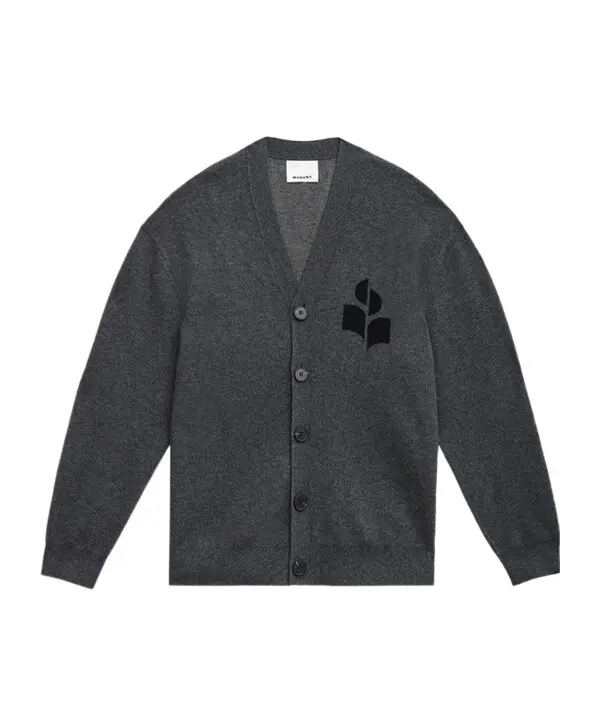 Isabel Marant Étoile Curtis Logo Intarsia Knitted Cardigan - Anthracite