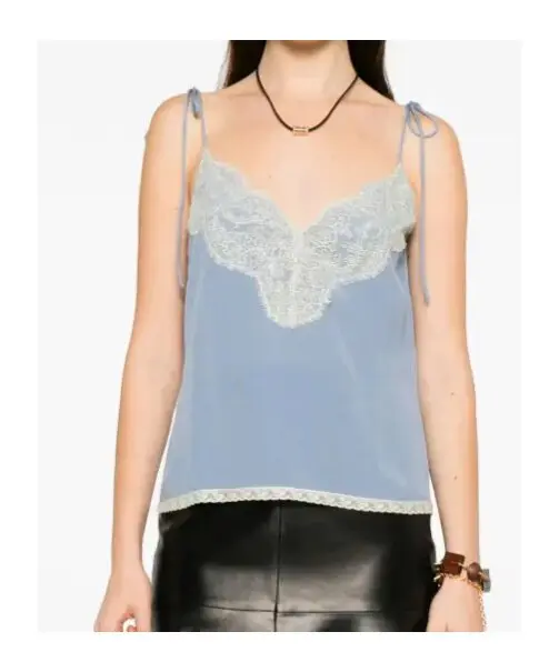Valentino Garavani Lace Trim V-neck Top