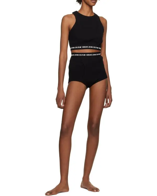 Versace Logo Band Mini Shorts - Black