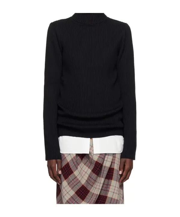 Junya Watanabe Long-sleeved Ribbed Turtleneck Top