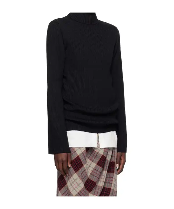 Junya Watanabe Long-sleeved Ribbed Turtleneck Top