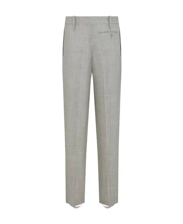 Dior Straight Leg Pleated Trousers - Gray
