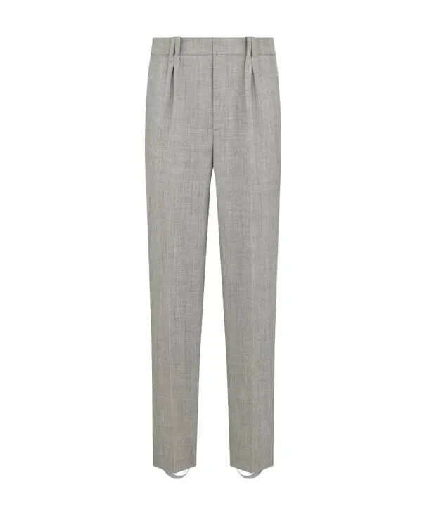 Dior Straight Leg Pleated Trousers - Gray