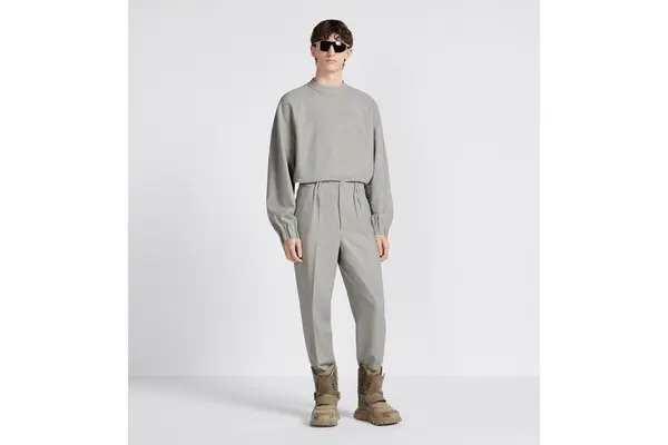 Dior Straight Leg Pleated Trousers - Gray