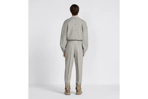 Dior Straight Leg Pleated Trousers - Gray