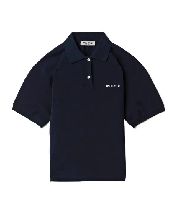 Miu Miu Embroidered Logo Polo Shirt - Blue