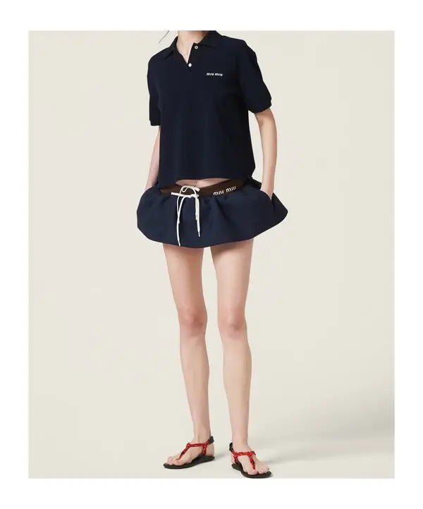 Miu Miu Embroidered Logo Polo Shirt - Blue