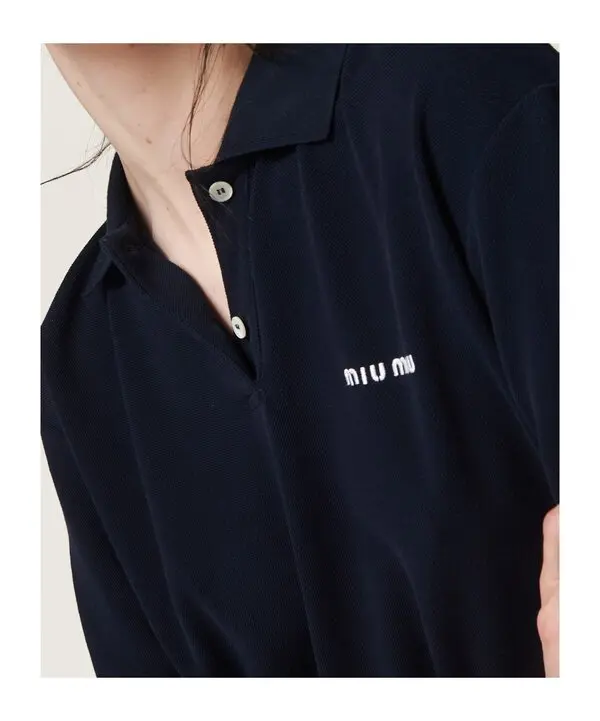 Miu Miu Embroidered Logo Polo Shirt - Blue