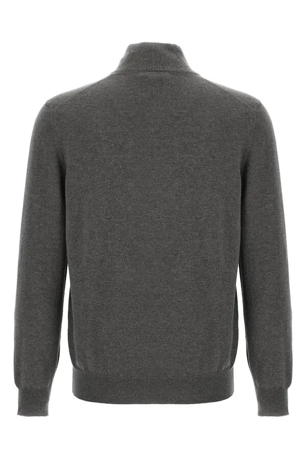 Brunello Cucinelli Funnel-neck Knitted Polo Shirt - Black