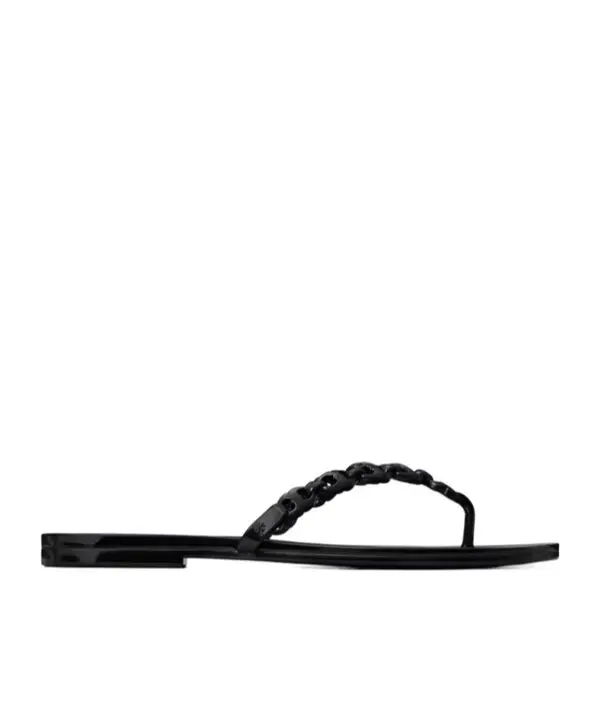 Tory Burch Chain Thong Flat Sandals - Black