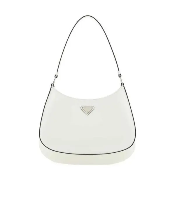 Prada Cleo Brushed Leather Shoulder Bag - White