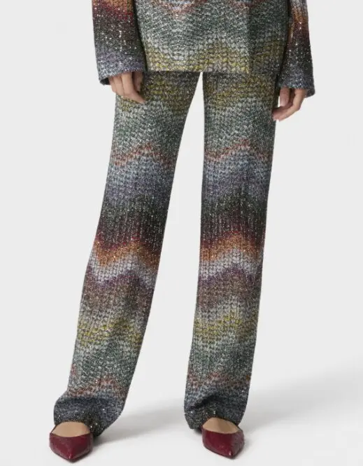 Missoni Embroidered Knitted Trousers - Gray