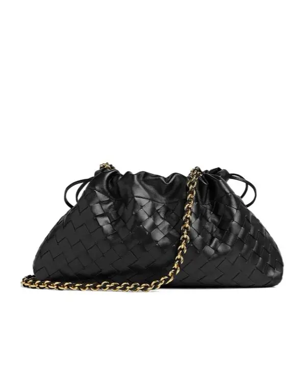 Bottega Veneta Intrecciato Drawstring Shoulder Bag - Black